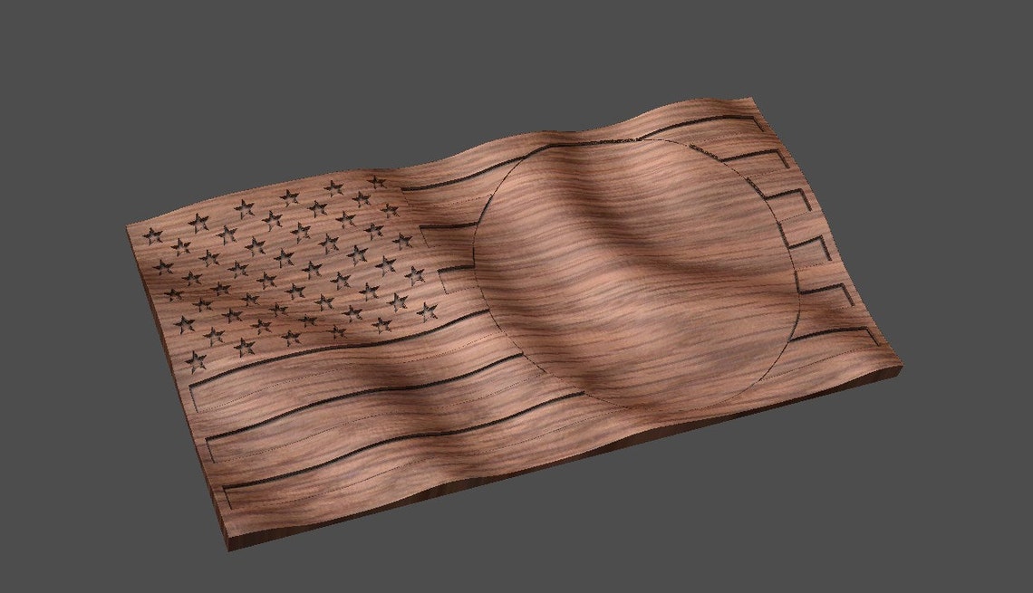 CNC Stl 3D Wavy American Eagle Flag. Beautiful Highly - Etsy