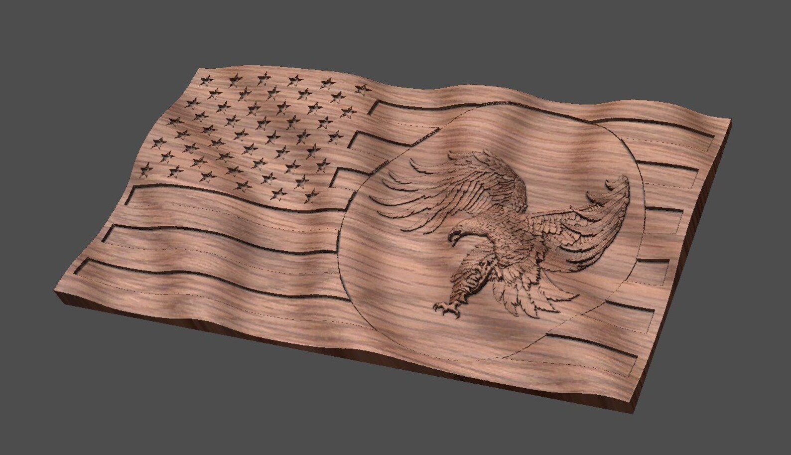 CNC Stl 3D Wavy American Eagle Flag. Beautiful Highly - Etsy