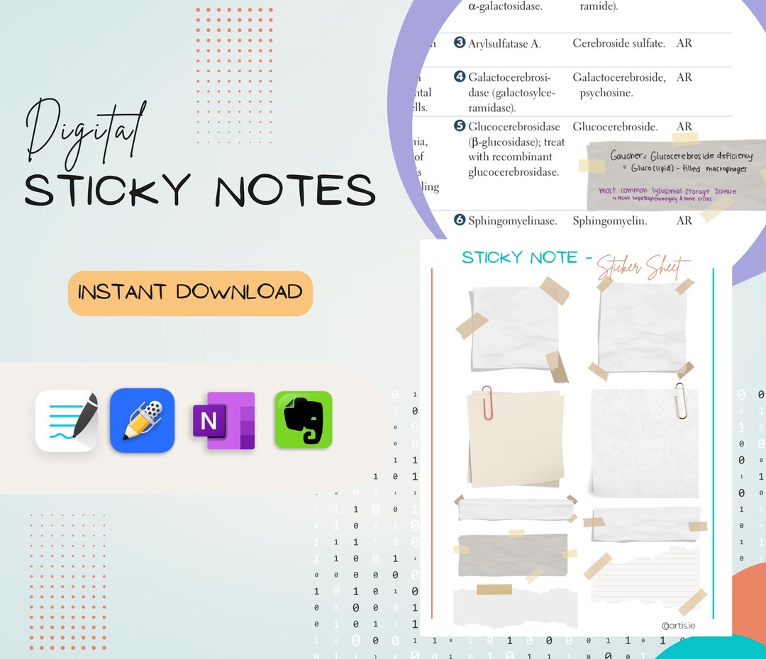 Digital Sticky Notes for Study & Organization - Aesthetic and ...