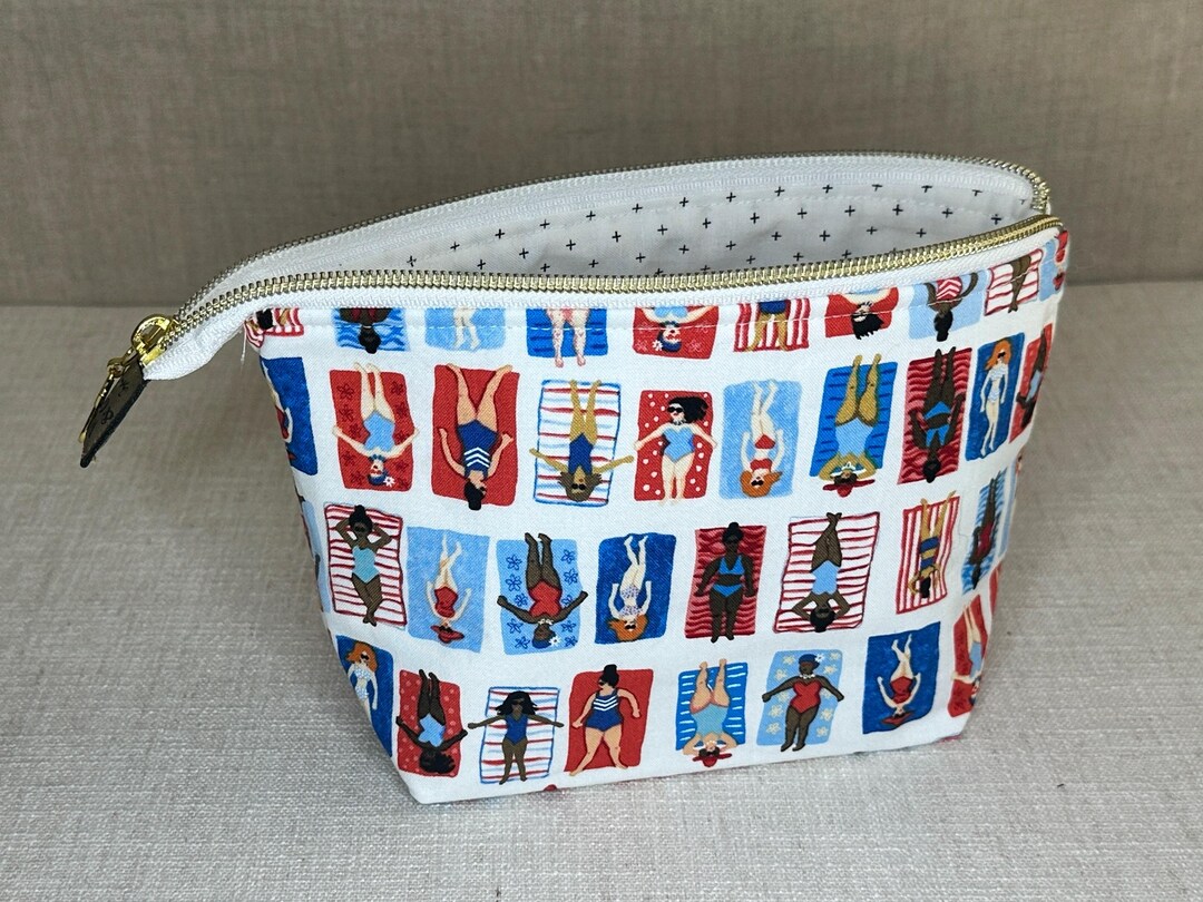 SMALL Project Bag for Knitting, Crochet / Open Wide Zippered Pouch ...
