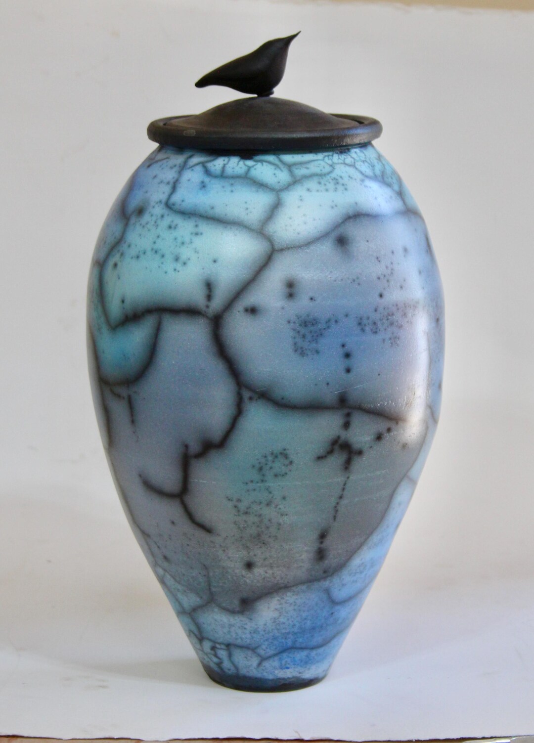 Tall Raku Lidded Jar - Etsy