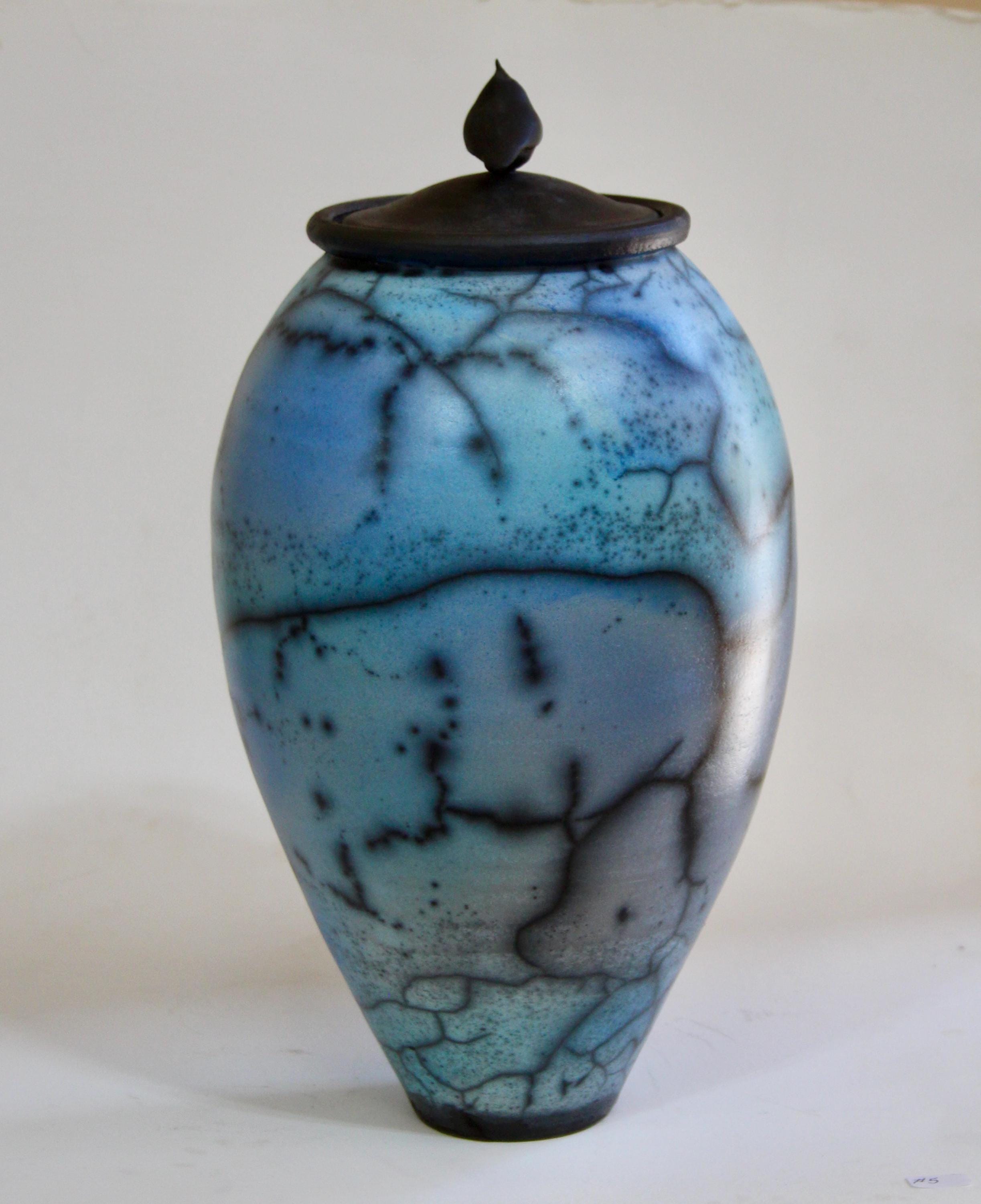 Tall Raku Lidded Jar - Etsy
