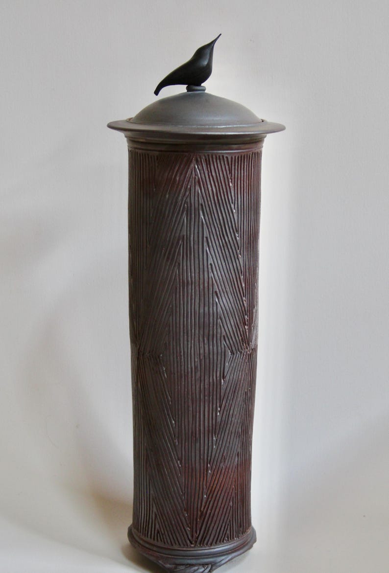 Cremation Urn, Birds, Clay, Porcelain, Carved, Incised, Ceramic Art ...