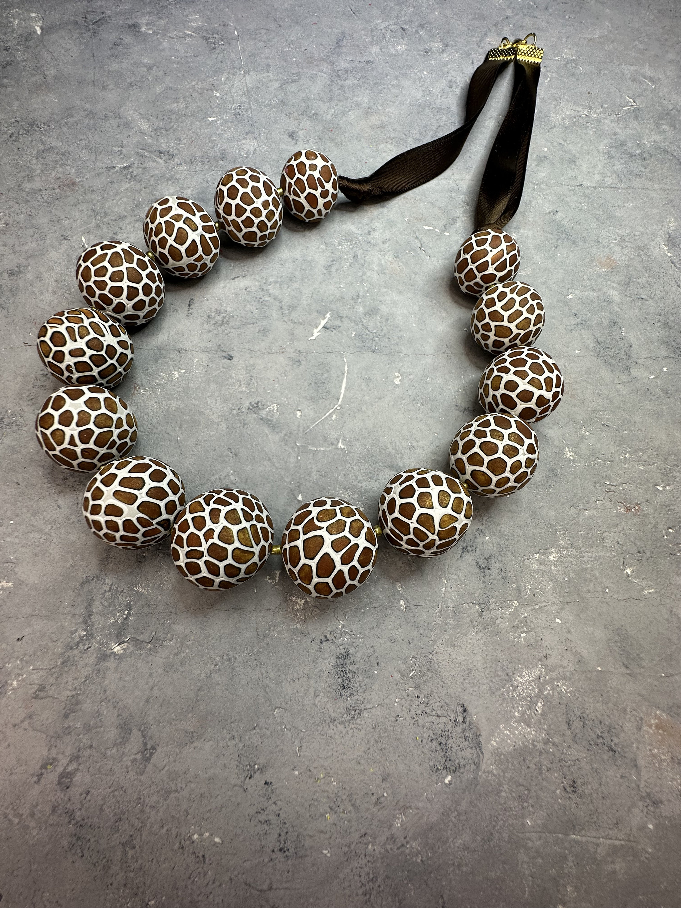 Animal Print Bold Beaded Necklace Safari Style Necklace Giraffe Print ...