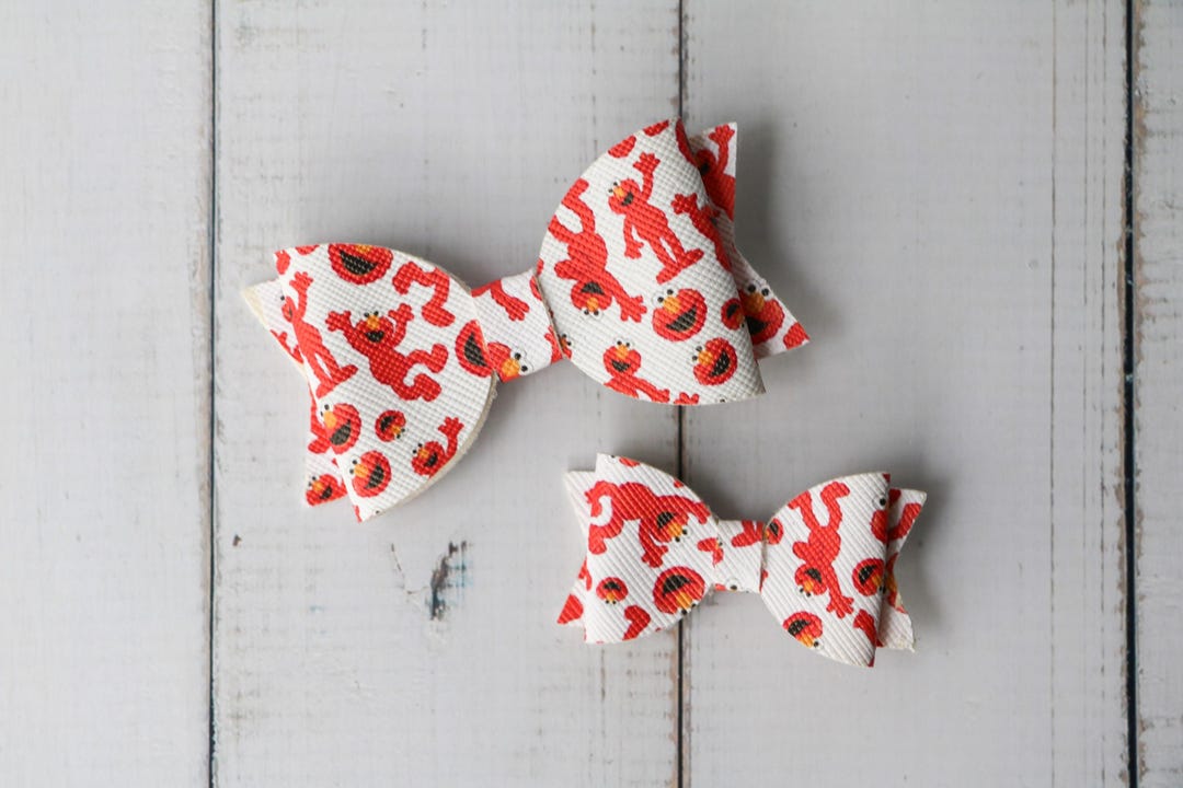 Red Monster Pig Tail Bows - Etsy