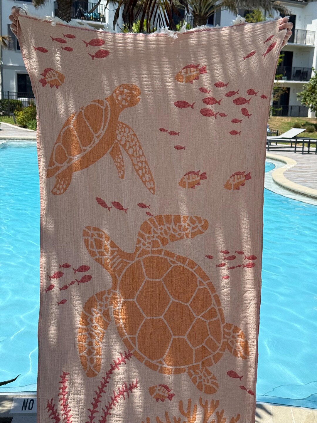 Sea Turtle Beach Towel, Reversible Turkish Cotton Towel, Quick Dry Sand ...