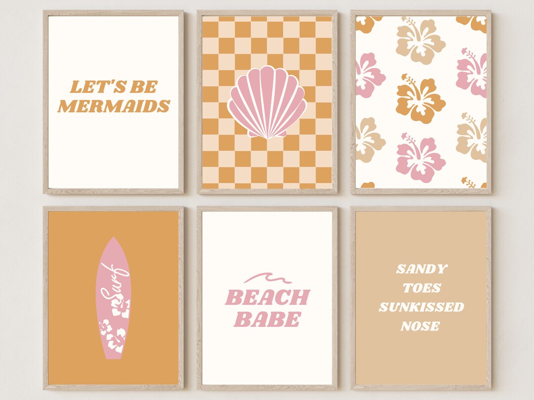Boho Beach Gallery Wall Prints Set of 6 | Mermaid Theme Nursery | Girls ...