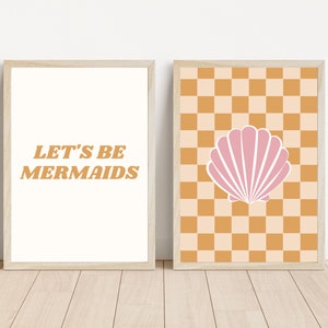 Boho Beach Gallery Wall Prints Set of 6 | Mermaid Theme Nursery | Girls ...