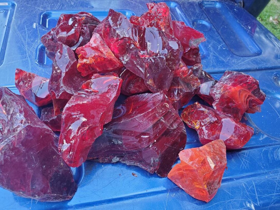 10 Lbs Blenko Glass Tangerine Red Orange Slag Glass Great for Mosaics ...