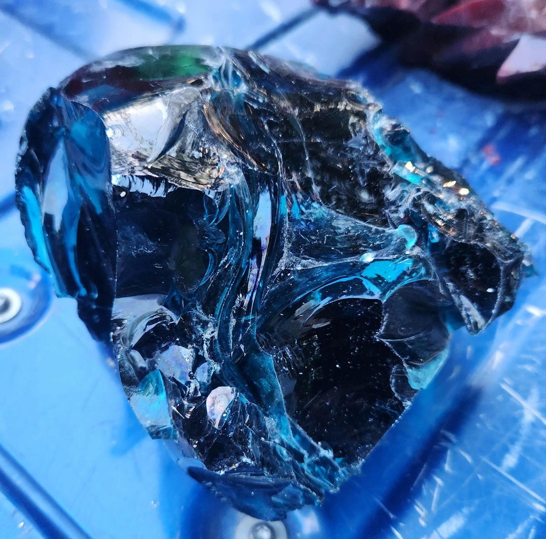 Large 4 Pound Chunk Blenko Dark Turquoise Cullet Slag Glass. Great for ...