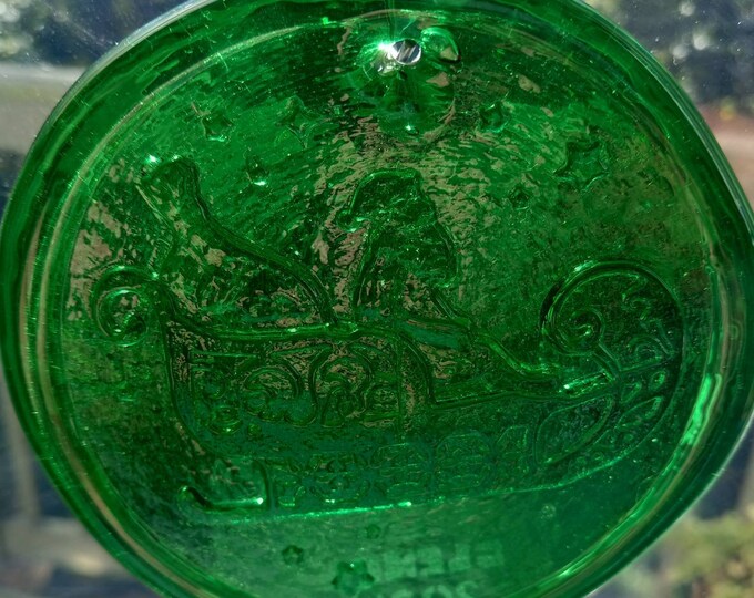 Only 1 Available Blenko Glass Santa and His Sleigh Christmas Suncatcher ...