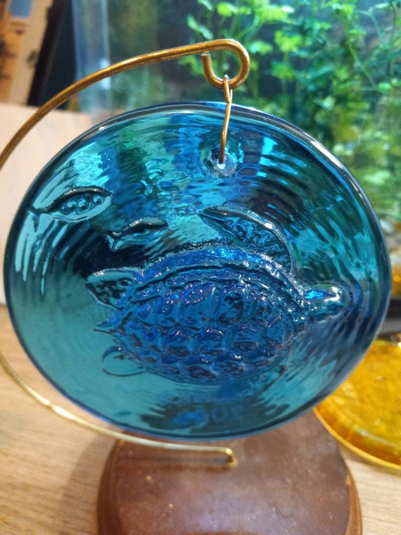 New Blenko Glass Sea Turtle Suncatcher Turquoise. 4 in - Etsy