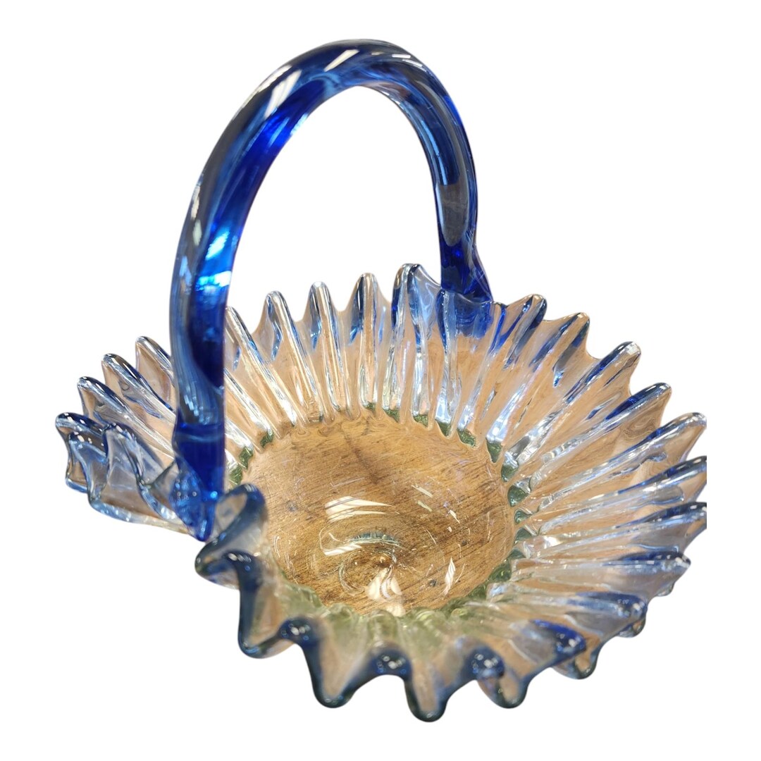 Vintage 1950's Blenko Glass 934 Winslow Anderson Ruffled Basket ...