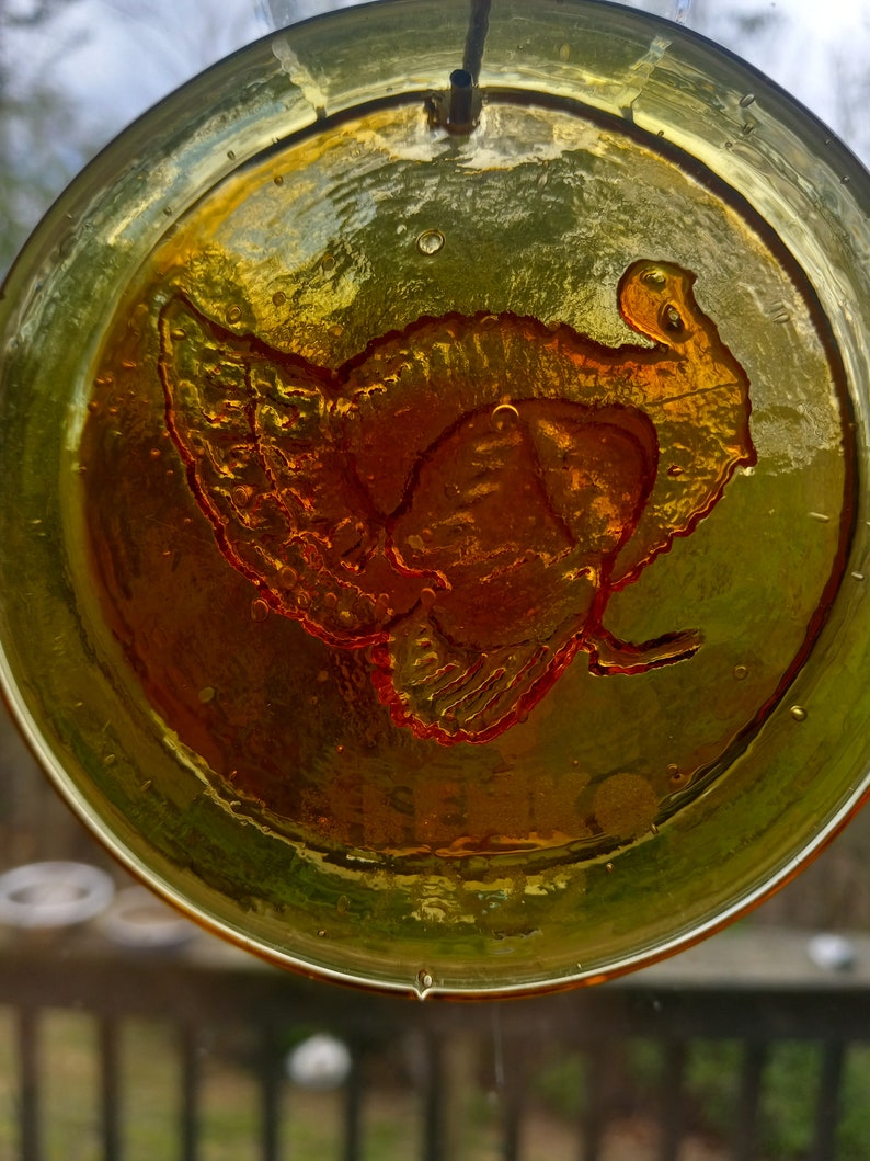 Blenko Glass Wild Turkey Suncatcher in Tangerine Nice Details - Etsy