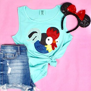 Hei Hei Moana Inspired Mouse Head Comfort Colors Tshirt Glitter Girls ...