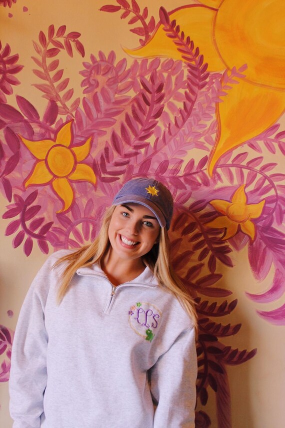 Rapunzel Monogram Initial Quarter Zip Tower Tangled Pascal | Etsy