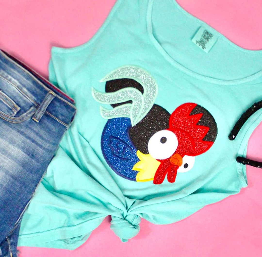 Hei Hei Moana Inspired Mouse Head Comfort Colors Tshirt Glitter Girls ...