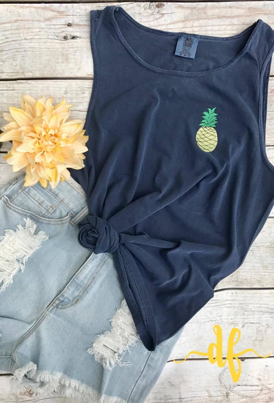 Pineapple Comfort Color Tank, Summer, Beach, Nautical, Monogrammed Tank ...
