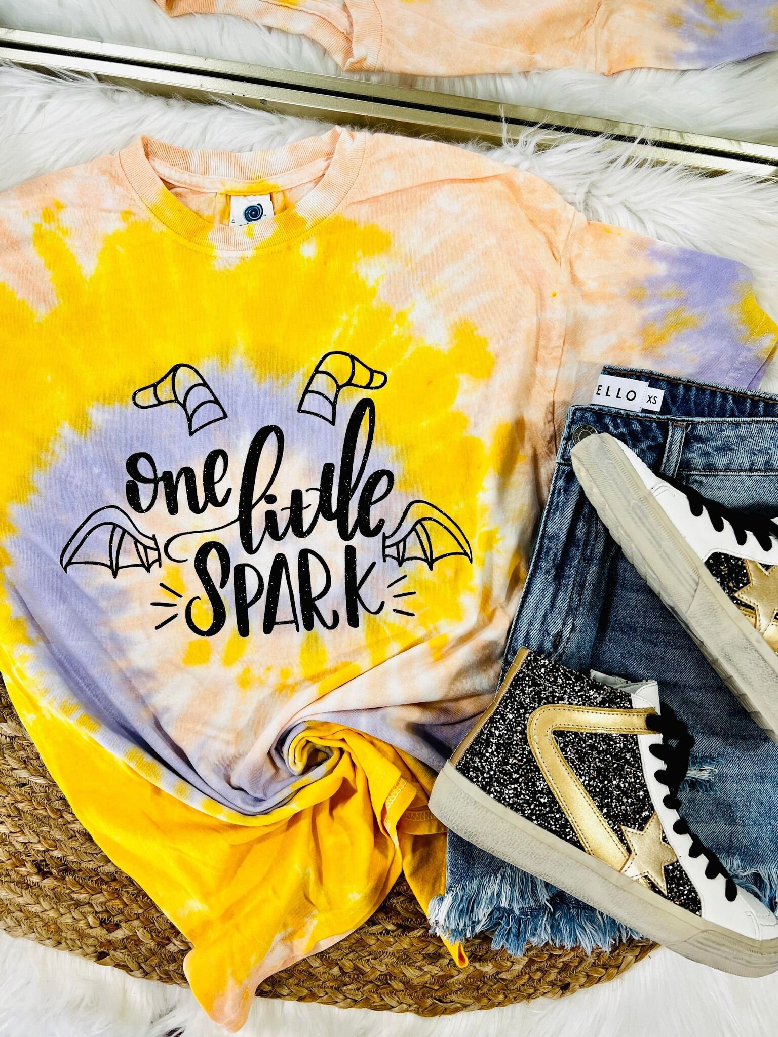 One Little spark glitter vinyl tie dye short sleeve, color vacation ...