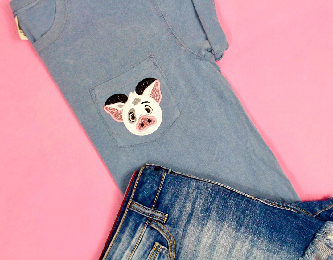 Pua Mouse Head Pig Moana Maui Comfort Color Pocket Graphic Tshirt Mouse ...