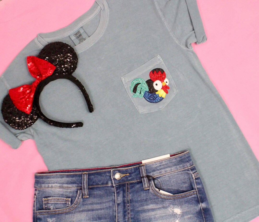 Hei Hei Moana Inspired Mouse Head Comfort Colors Tshirt Glitter Girls ...