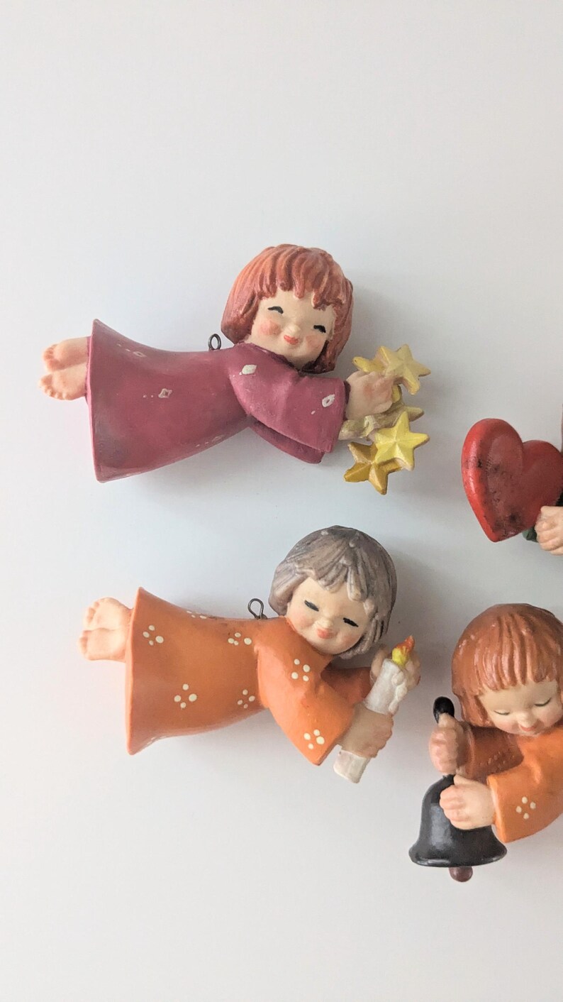 Vintage Anri Jerrandiz Flying Angels Christmas Tree Ornaments Set of 4 ...