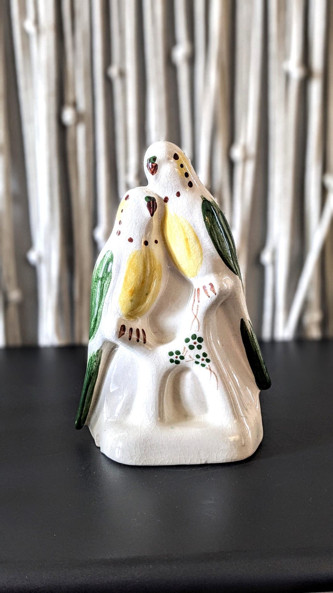 Vintage Ceramic Wall Pocket Love Birds Parakeets Porcelain Vase 6 in ...
