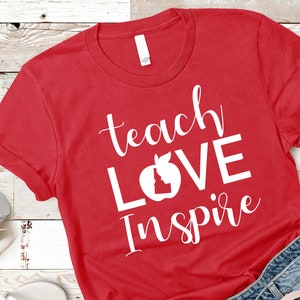 Idaho Teach Love Inspire Teacher Shirt Women Red for Ed Hoodie / Red ...
