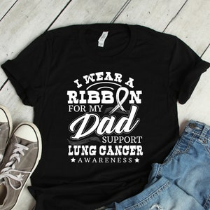 I Wear A Ribbon for My Dad Lung Cancer White Pearl Ribbon Shirt ...