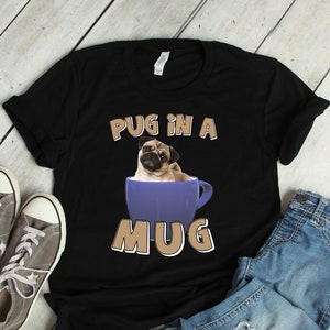 Pug in A Mug Dog Lover Shirt Men Women Kids / Raglan 3/4 Sleeve / V ...
