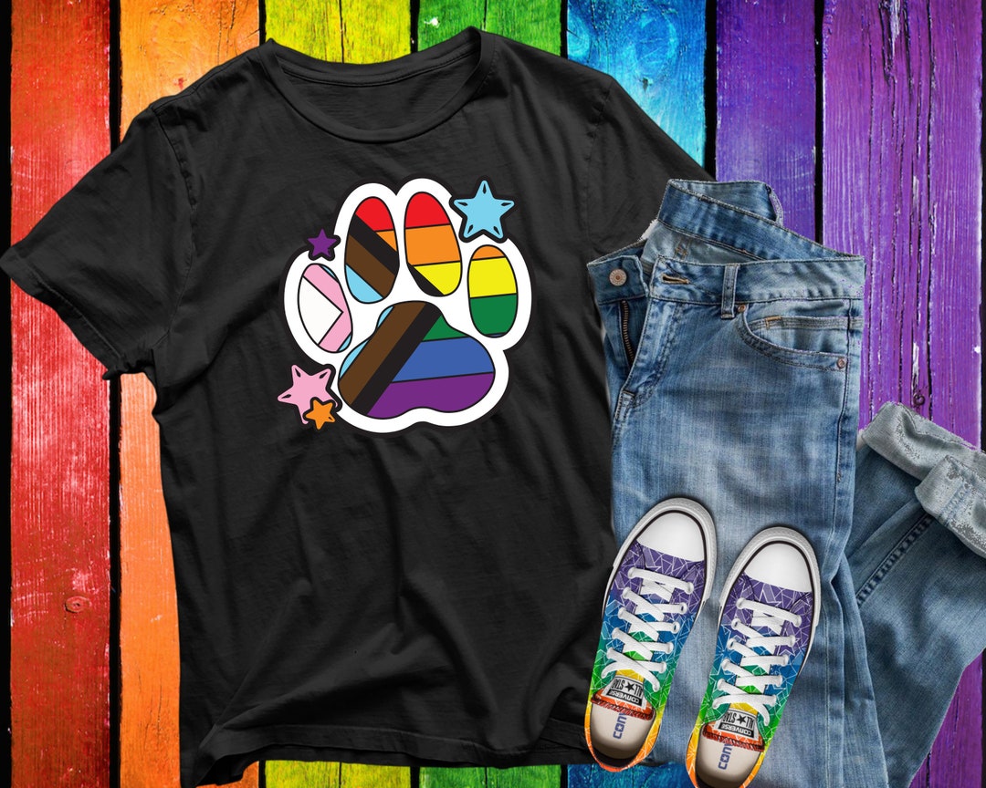 Progress Furry Paw LGBTQ Month Gay Rights Pride Week Shirt Women Men ...