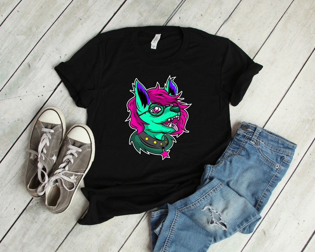 Emo Punk Rock Wolf Furry Fursona T Shirt Women Men Kids Boys Girls ...