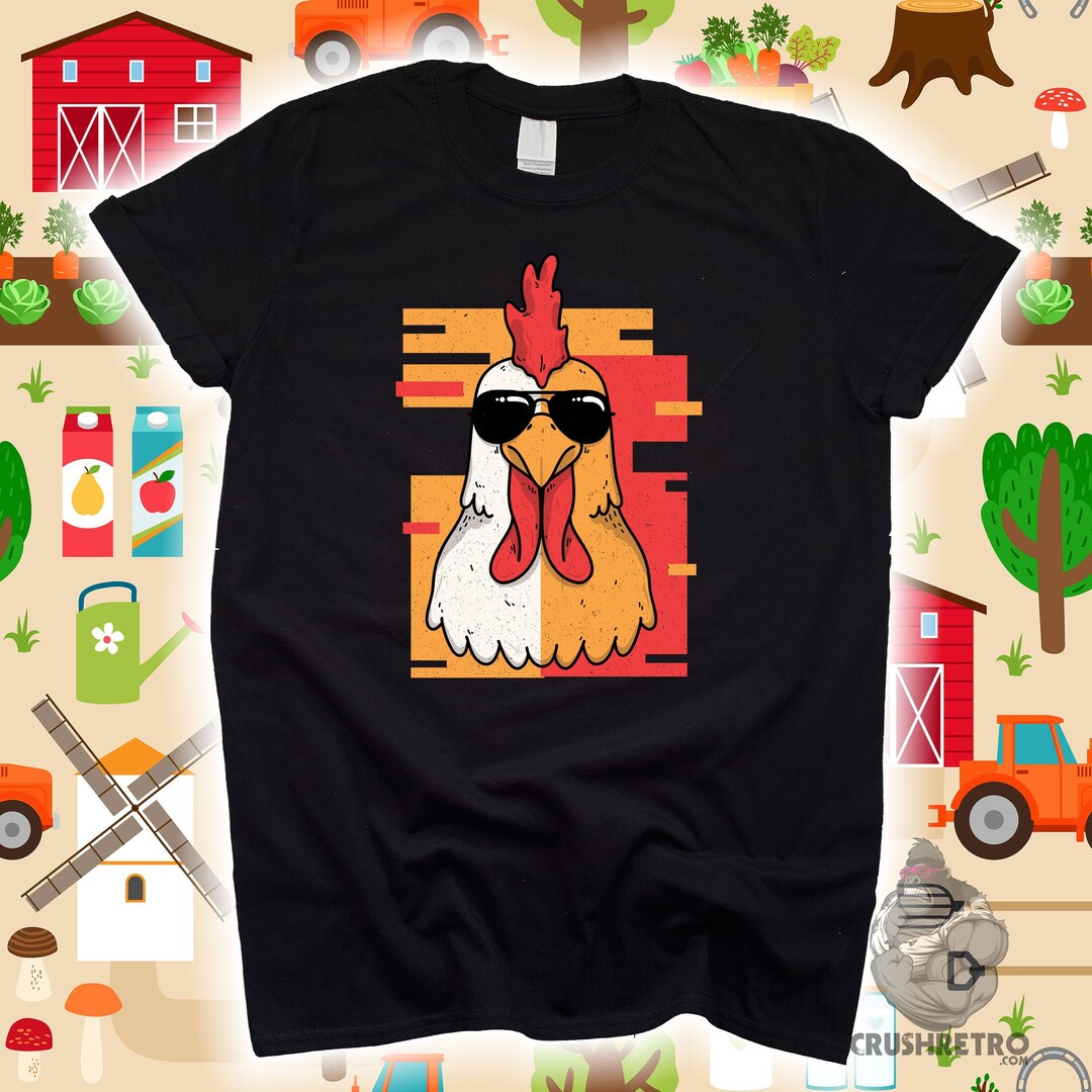 Cool Retro Chicken Shirt for Women Men Teen Kids Tee, Chicken Lover ...