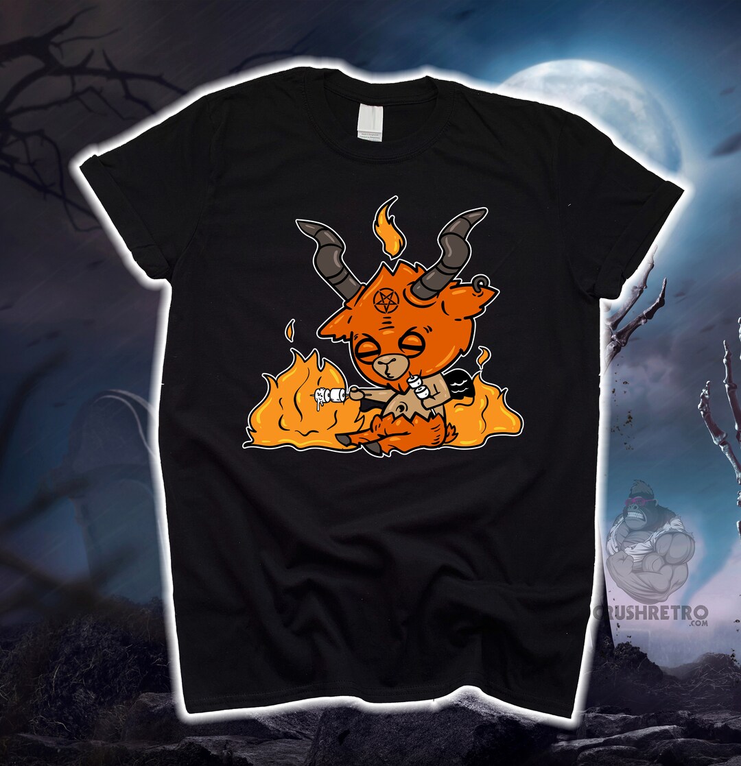 Baphomet Makes Smores Shirt, Pentagram Occult Shirt, Baphomet 666 Shirt ...