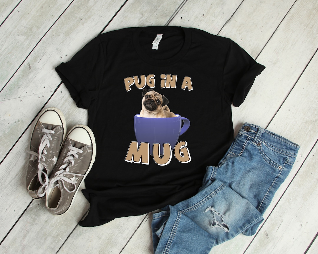 Pug in A Mug Dog Lover Shirt Men Women Kids / Raglan 3/4 Sleeve / V ...