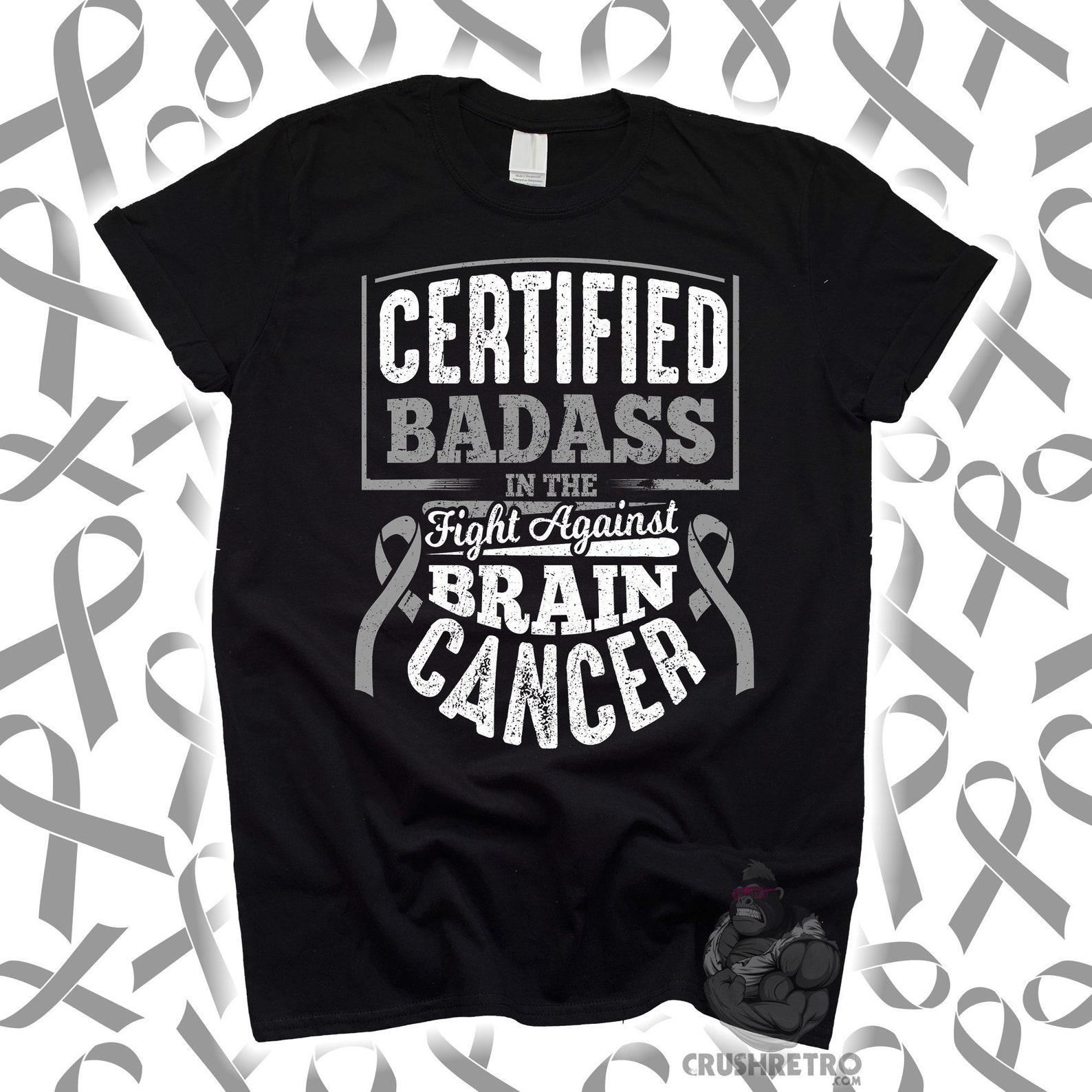 Certified Badass Brain Cancer Awareness Shirt for Women Men Teen Kids ...