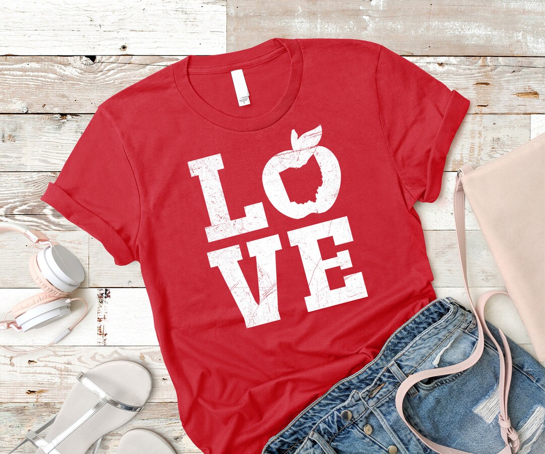 Ohio Teacher Educator Love Apple Red for Ed Shirt Women Red for Ed ...