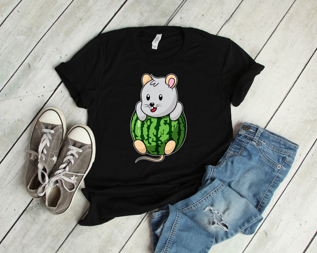 Fluffy Gerbil Chibi Watermelon Shirt Women Men Kids / Raglan / V Neck ...