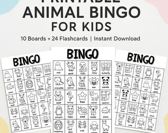 Printable Animal Bingo Game for Kids | 10 Boards + 24 Flashcards ...