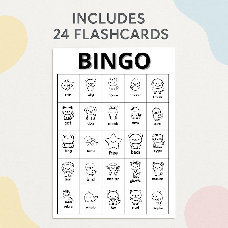 Printable Animal Bingo Game for Kids | 10 Boards + 24 Flashcards ...