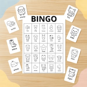 Printable Animal Bingo Game for Kids | 10 Boards + 24 Flashcards ...