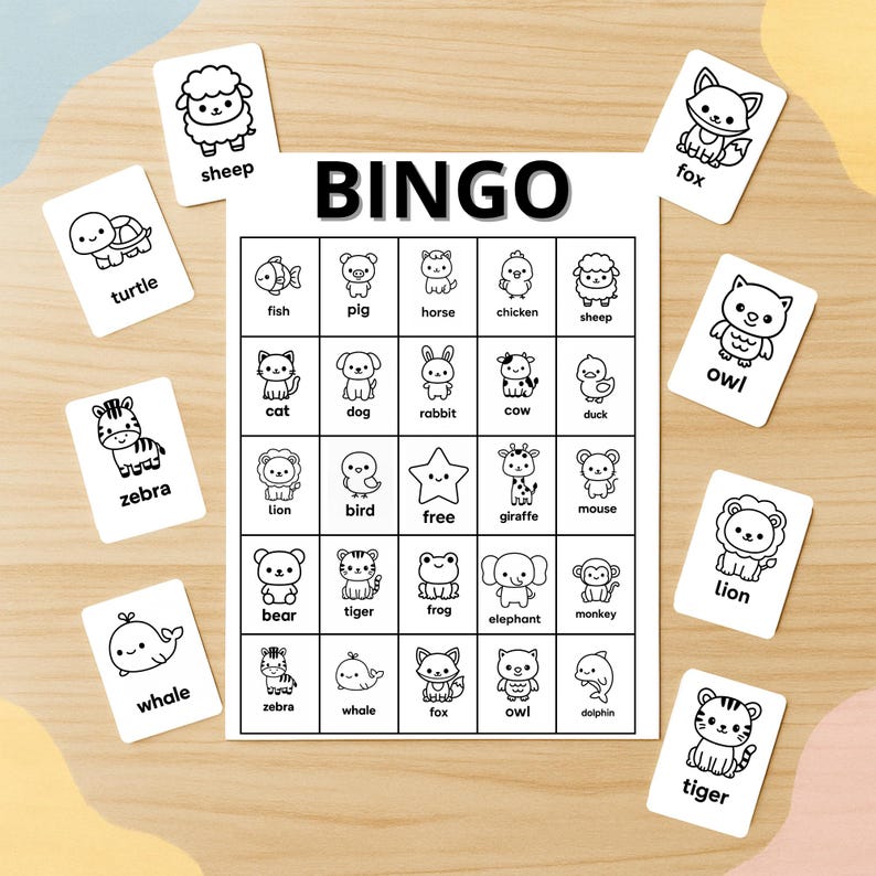 Printable Animal Bingo Game for Kids | 10 Boards + 24 Flashcards ...