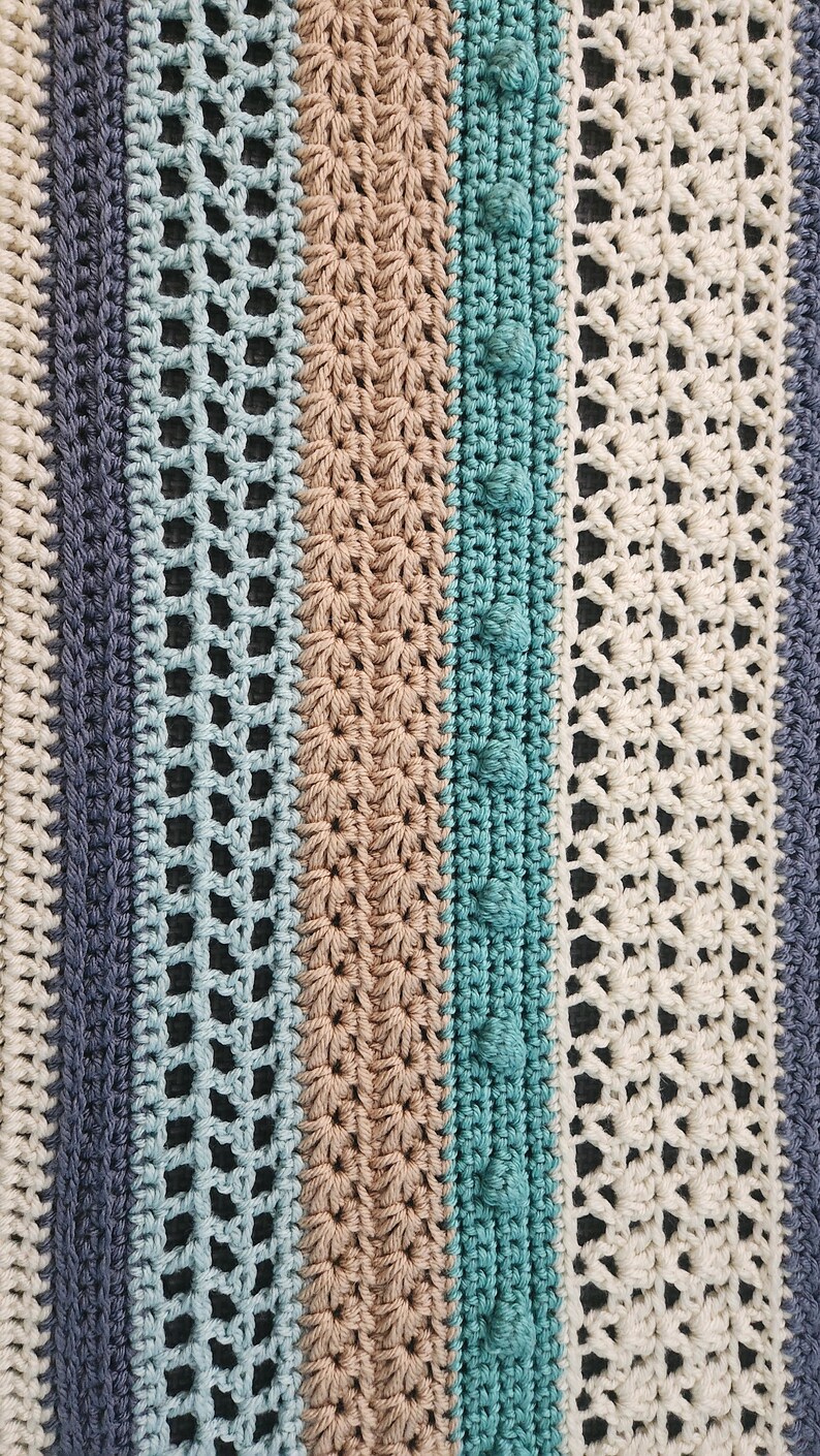 Seaside Sampler Striped Afghan, Crochet - Etsy