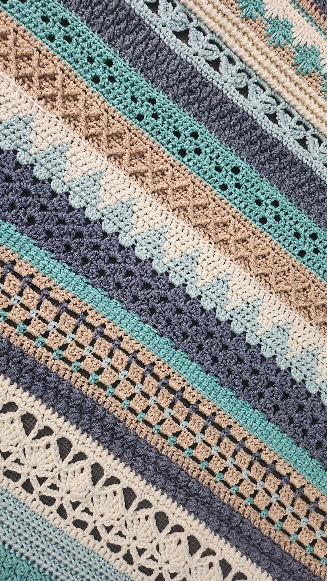 Seaside Sampler Striped Afghan, Crochet - Etsy
