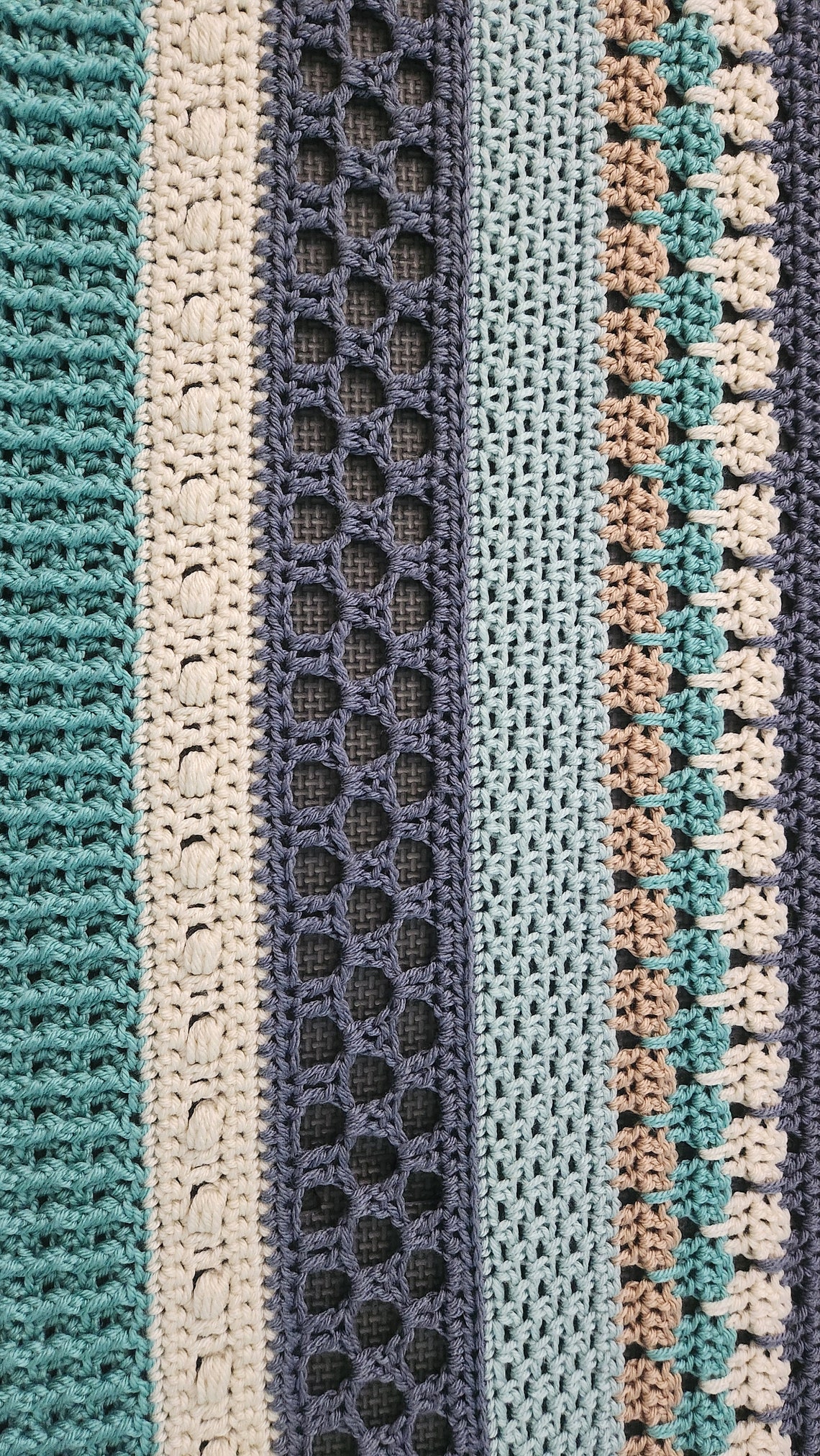 Seaside Sampler Striped Afghan, Crochet - Etsy