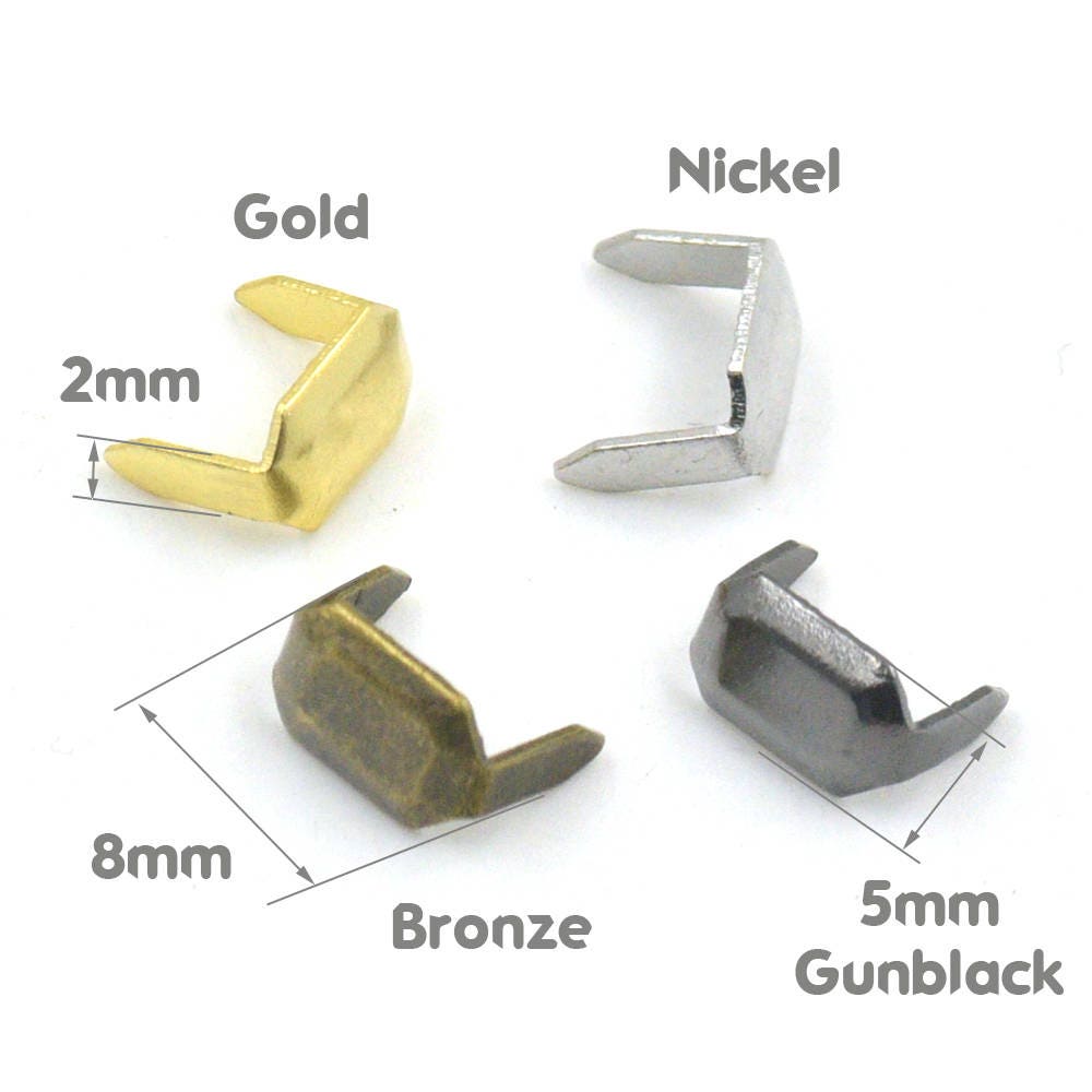20 50 100 200 500 Pcs Brass Staple 8mm Leather Belt Loops Fastener ...