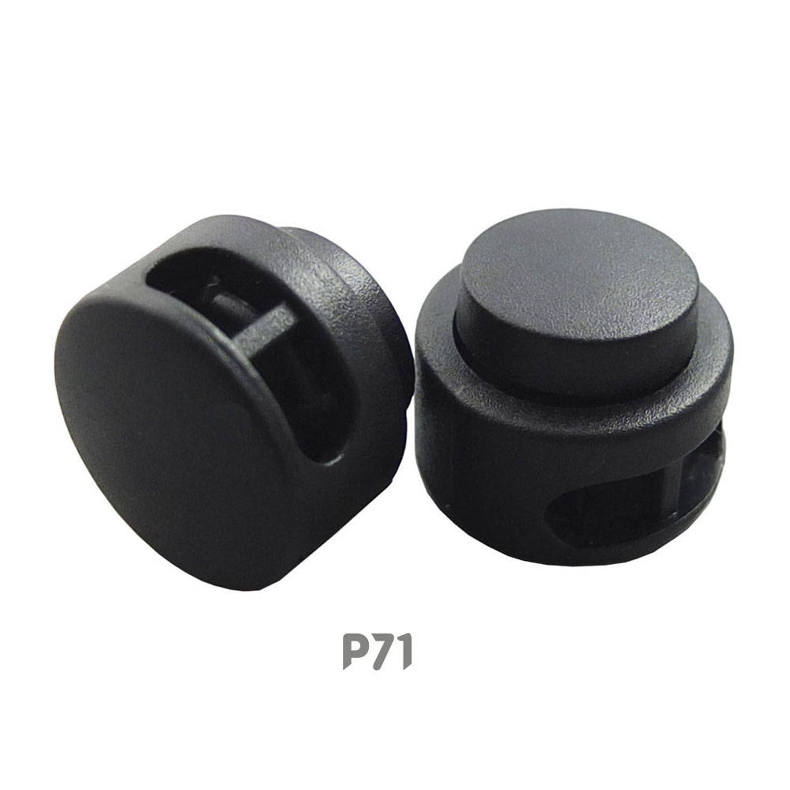50 Pcs Cord Lock Plastic One Two 1 or 2 Holes Rund Shape Bean Toggles ...