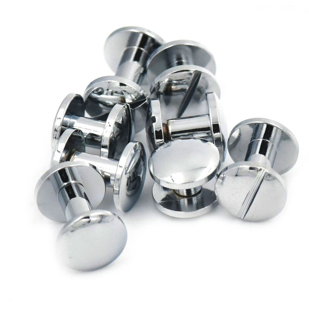 20 Sets Chrome Brass Screw Arc Head Button 10mm Stud Nail Chicago ...