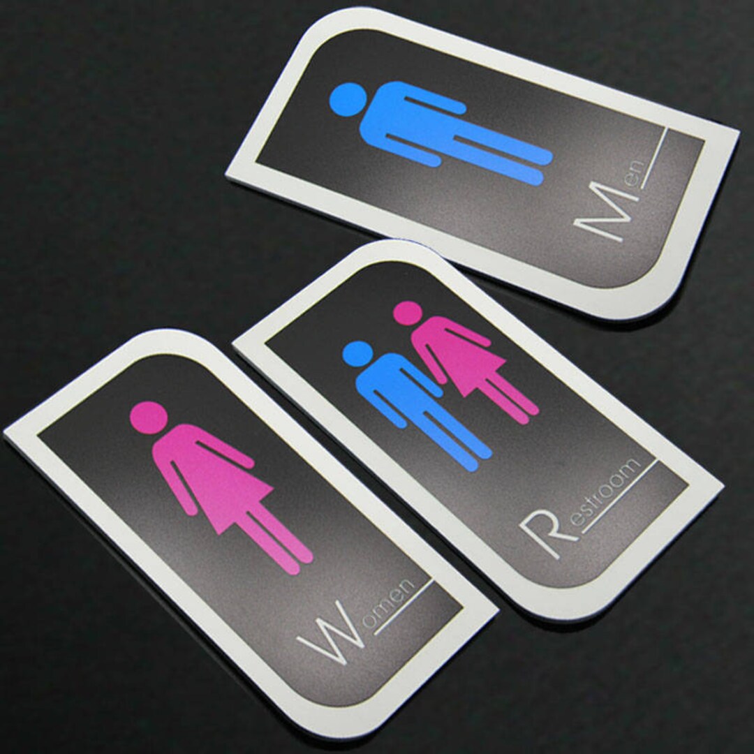 Restroom Sign Bathroom Sign Modern Adhesive Backed Men & Women - Etsy