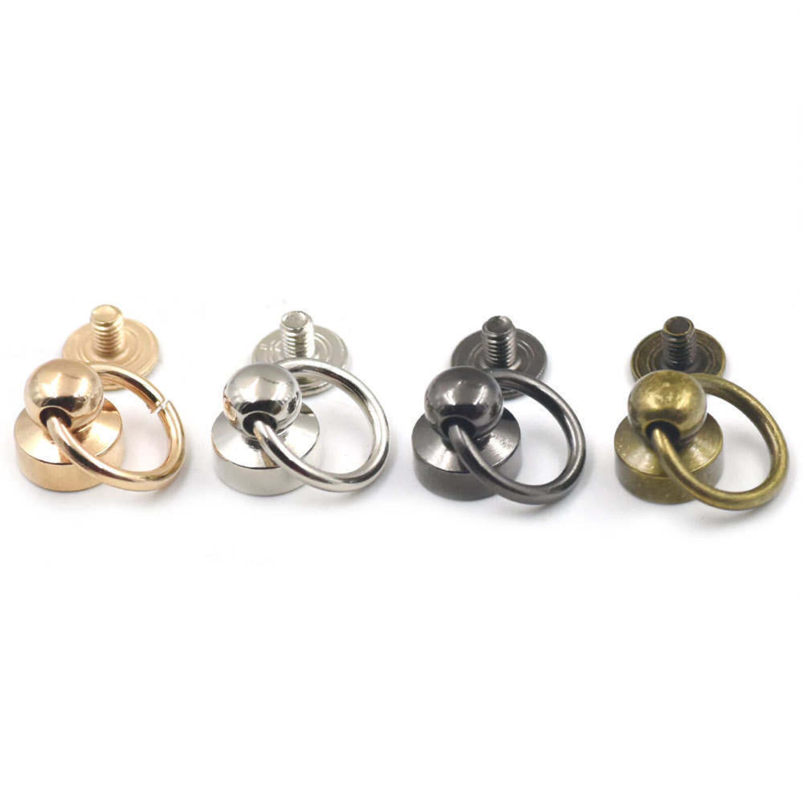 20 Sets Plated Brass Head Button O-ring 3/8" 10mm Stud Screwback With ...